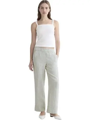 Everlane Linen Easy Pant - Oil Green / White