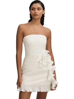 AMUR Strapless Ruffle Mini Dress - Ivory