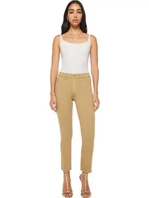 MOTHER The Mid Rise Dazzler Ankle Fray Jeans - Beige