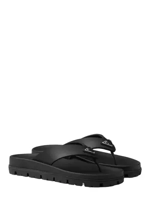 Prada Rubber Thong Sandals - Black