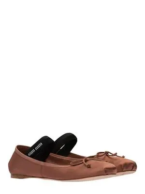 Miu Miu Satin Ballerinas - Cocoa Brown