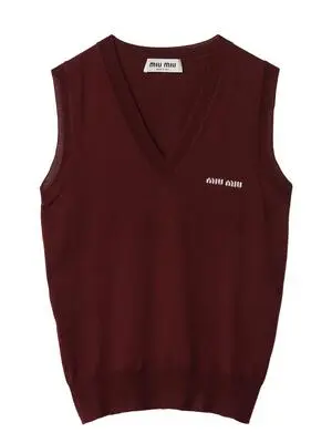 Miu Miu Wool Sweater Vest - Amaranth Red/maize Yellow