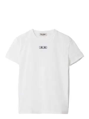 Miu Miu Embroidered Cotton Jersey T-shirt - White