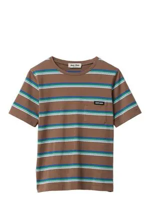 Miu Miu Jersey T-shirt - Tobacco/bluette/green