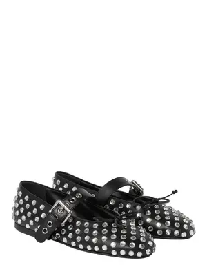Miu Miu Leather Ballerinas - Black