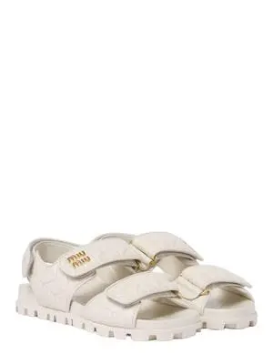 Miu Miu Sporty Matelassé Nappa Leather Sandals - White