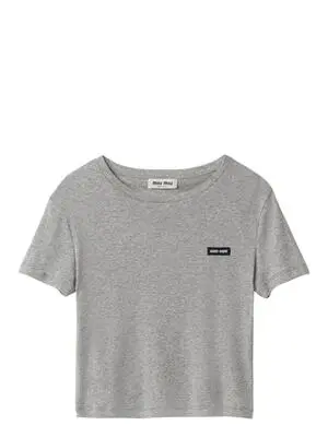 Miu Miu Ribbed Jersey T-shirt - Grey