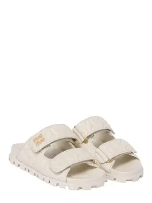 Miu Miu Matelassé Nappa Leather Slides - White