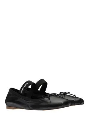 Miu Miu Leather Ballerinas - Black