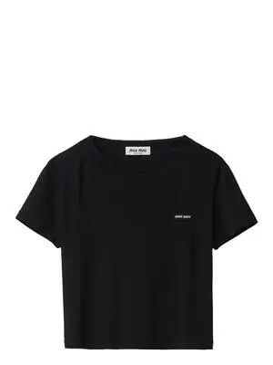 Miu Miu Ribbed Jersey T-shirt - Black