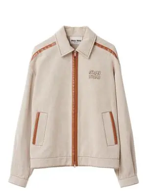 Miu Miu Jacquard Canvas Blouson Jacket - Beige/cognac