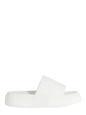 GANNI Logo-embossed Platform Slides - White