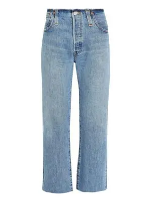 RE/DONE WITH LEVI'S Levi's Cropped High-rise Straight-leg Jeans - Light Denim