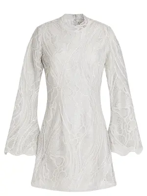 Simkhai Joy Embroidered Tulle Mini Dress - Silver