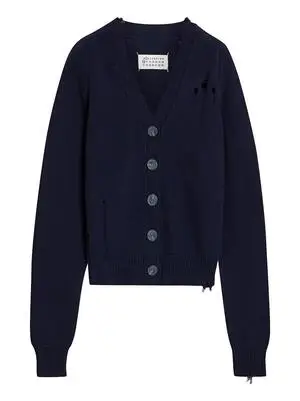 MAISON MARGIELA Distressed Cotton Cardigan - Navy