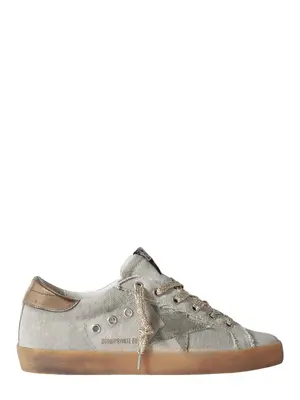 GOLDEN GOOSE Super-star Distressed Canvas Sneakers - Off-white