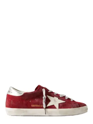 GOLDEN GOOSE Super-star Distressed Sneakers - Red