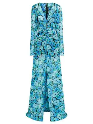 Remain Birger Christensen Floral-print Chiffon Maxi Dress - Turquoise
