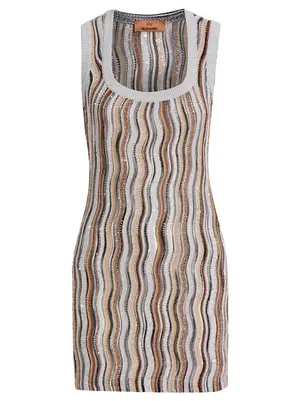 Missoni Missoni Sequin-Embellished Crochet-Knit Mini Dress Brown