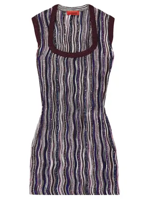 Missoni Sequin-embellished Crochet-knit Mini Dress - Purple