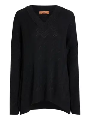 Missoni Crochet-Knit Wool-Blend Sweater Black