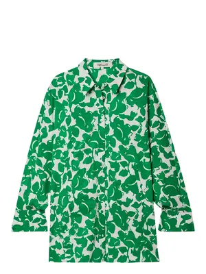 Diane Von Furstenberg Caleb Oversized Printed Shirt - Green