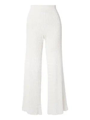 Loro Piana Ribbed Wide-leg Pants - White