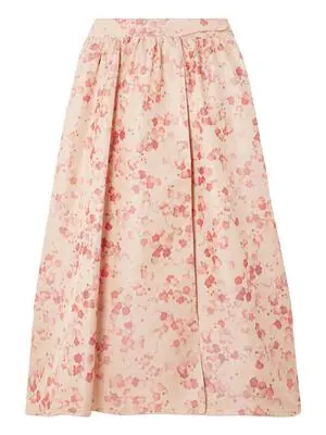 Loro Piana Leah Floral Silk-jacquard Wrap Skirt - Pink
