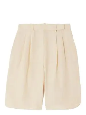 Loro Piana Pleated Linen Straight-leg Shorts - Cream