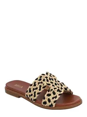 Mia Poet Slide Sandal - Natural/ Black