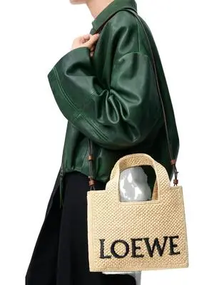 Loewe Small Font Raffia Tote - Natural