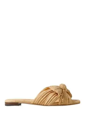 LOEFFLER RANDALL Loeffler Randall Daphne Bow-Embellished Raffia Slides Beige