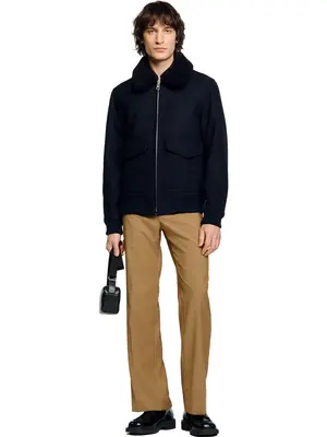 SANDRO Wool Broadcloth Aviator Jacket