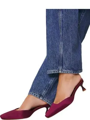 REFORMATION Reformation Daniela Kitten Mule Dark Cherry Satin