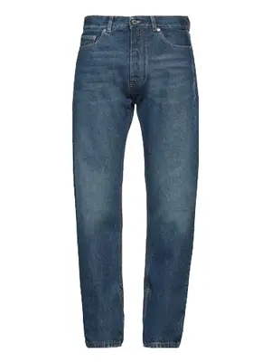 OFF-WHITE™ Straight-leg Jeans With Leather Trims - Blue