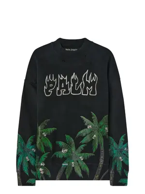 Palm Angels Palms And Skull Vintage Crew - Black