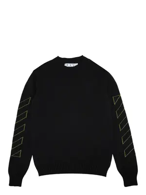 Off-White Arrow Diag Outline Knit Crewneck - Green