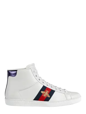 Gucci Ace Leather High Top Sneakers - White