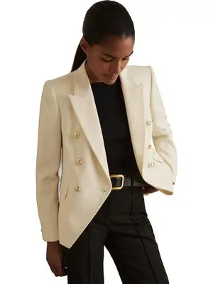 REISS Tally Petite Tailored-fit Textured Blazer - White