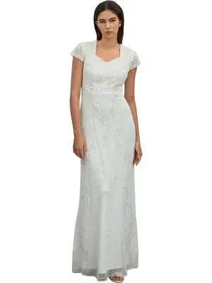 RAISHMA Sandra Floral Beaded Maxi Dress - Ivory
