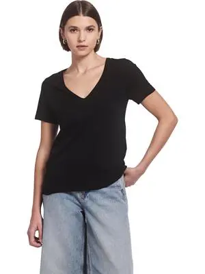 NINETY PERCENT Organic Cotton V-neck T-shirt - Black