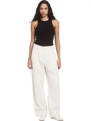 NINETY PERCENT Loose Fit Cotton-linen Blend Trousers - Whisper White