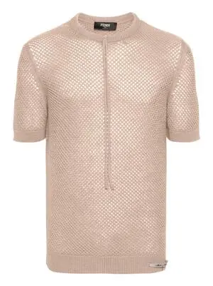 Fendi Open-knit Wool T-shirt - Neutrals