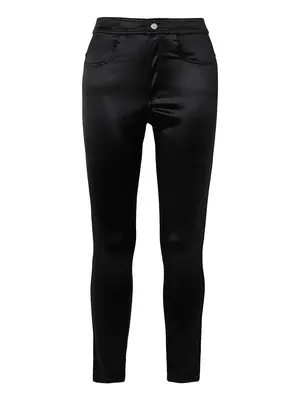Isabel Marant Erna Metallic Stretch-satin Skinny Pants - Black