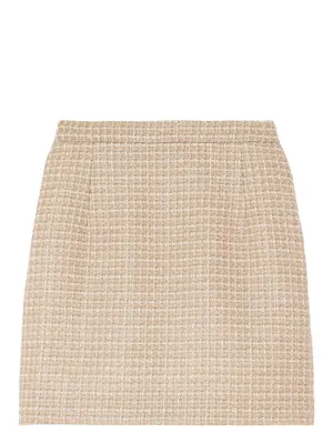Alessandra Rich Checked Sequin-embellished Metallic Tweed Mini Skirt - Brown