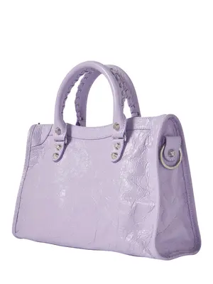 Balenciaga Le City Embellished Textured-leather Tote - Purple