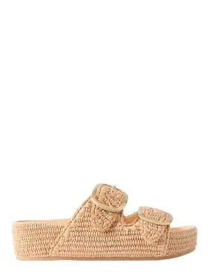 LOEFFLER RANDALL Theo Raffia Platform Sandals - Neutrals