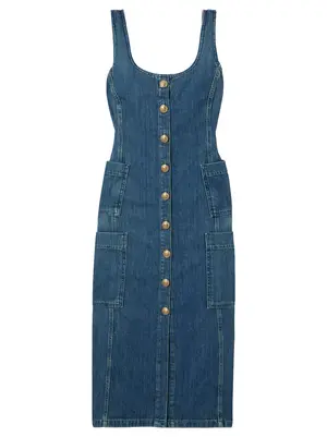 GOLDEN GOOSE Journey Denim Midi Dress - Blue