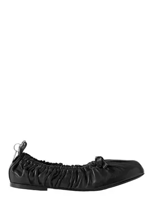 Acne Studios Net Sustain Ruched Leather Ballet Flats - Black