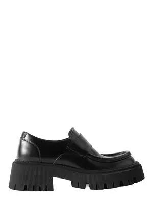 Balenciaga Tractor Leather Loafers - Black